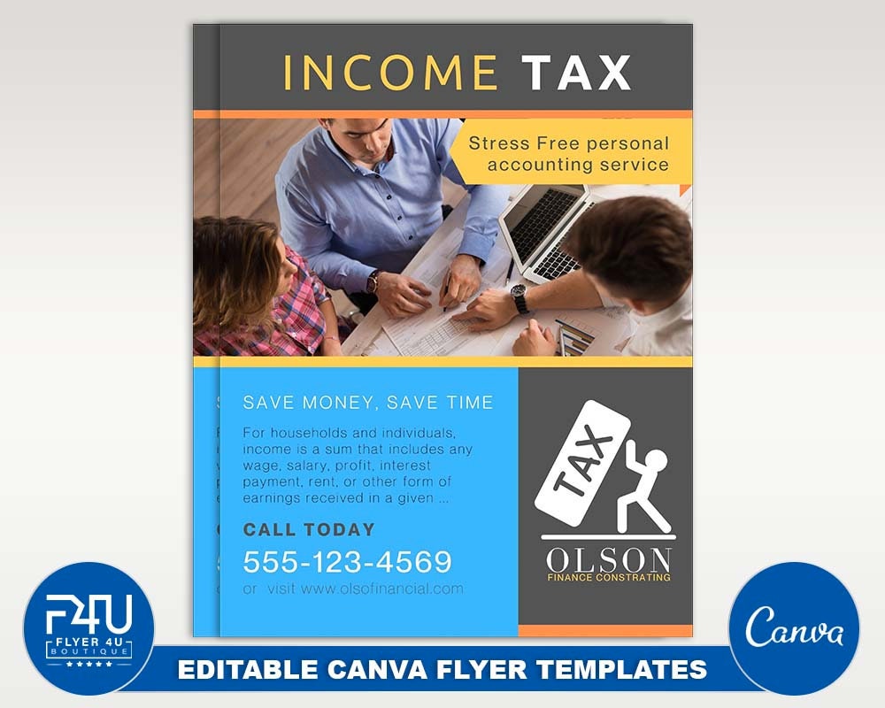 Tax Flyer, DIY Canva Tax Flyer Template 2022, Editable Canva US Letter ...