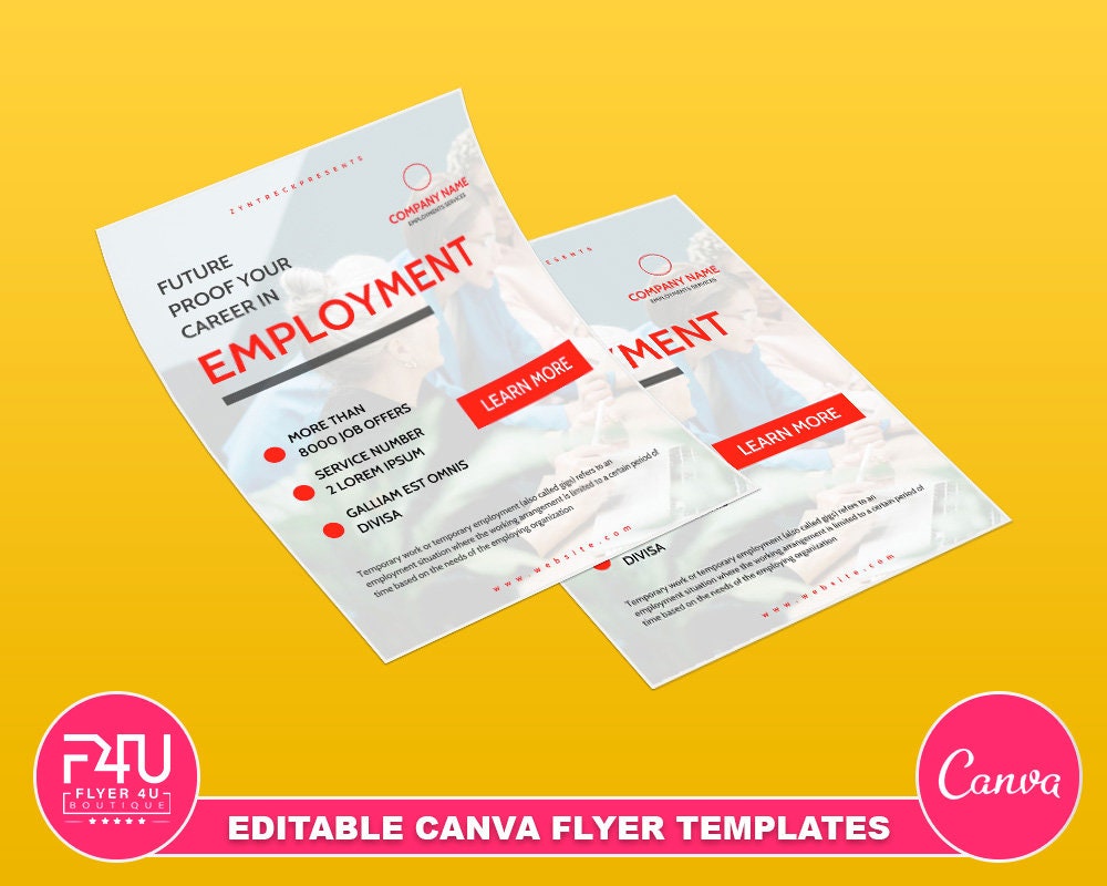 Temporary Employment Agency Flyer DIY Canva Temporary - Etsy Canada