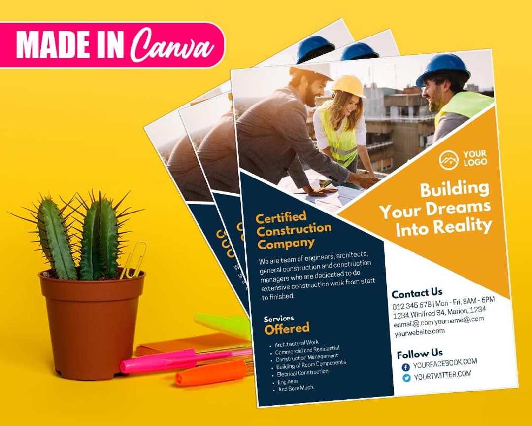 Concrete Business Flyers, DIY Canva Concrete Business Flyers, Editable ...