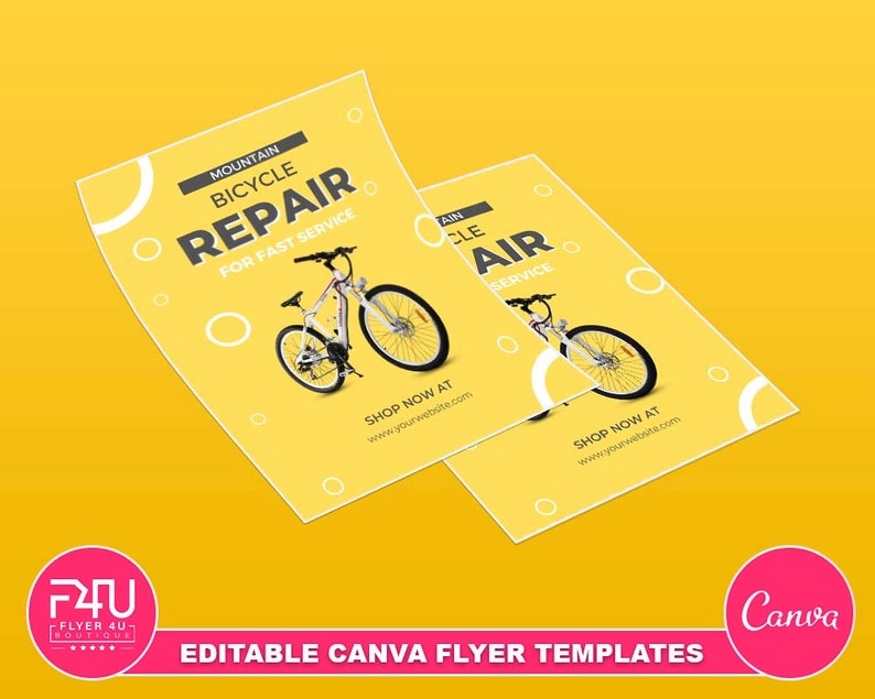 Bicycle Repair Flyer DIY Canva Bicycle Repair Flyer Template - Etsy