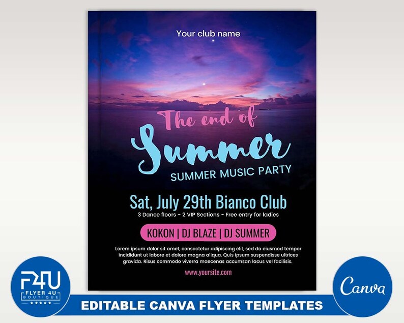 Summer Flyer DIY Canva Summer Flyer Template 2022 Editable - Etsy