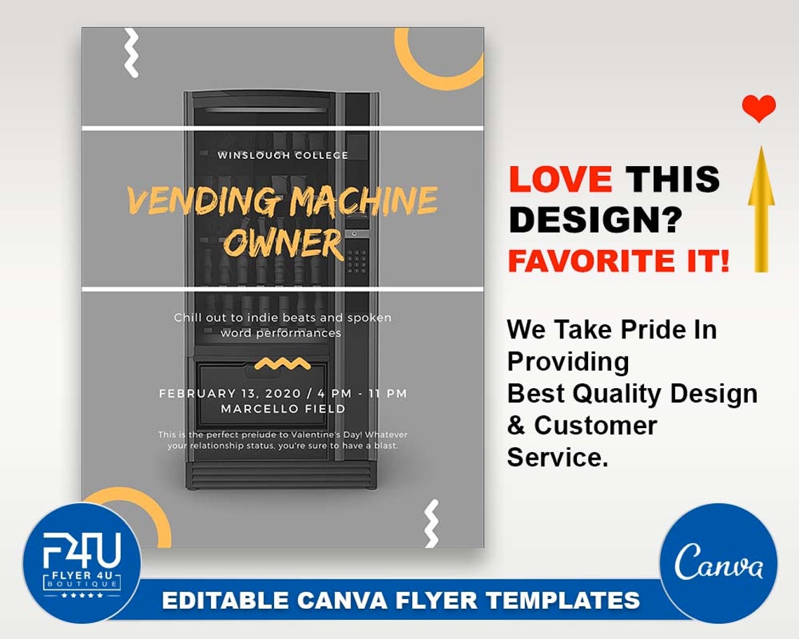Vending Machine Flyer DIY Canva Vending Machine Template - Etsy