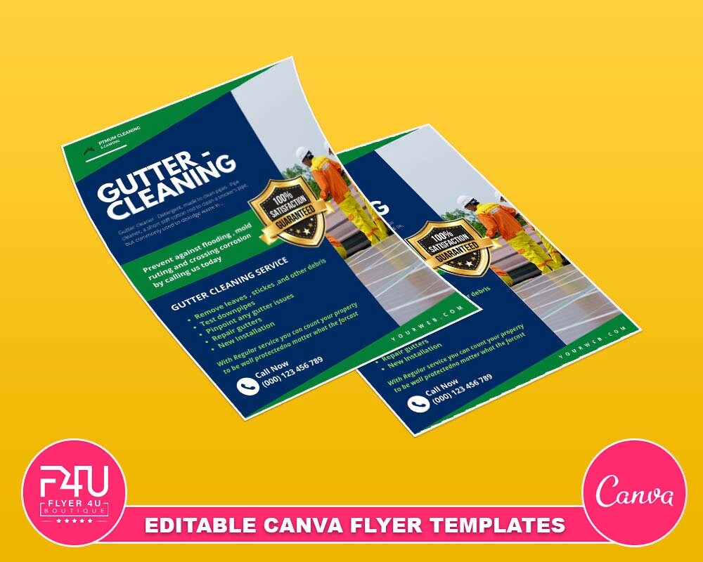 Gutter Cleaning Flyer, DIY Canva Gutter Cleaning Flyer Template 2022 ...