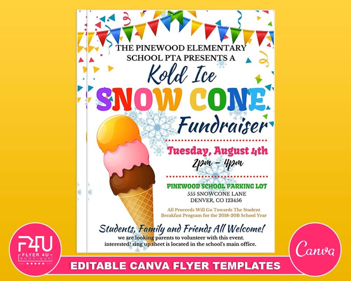 Snow Cone Flyers DIY Canva Snow Cone Flyers Editable Canva - Etsy
