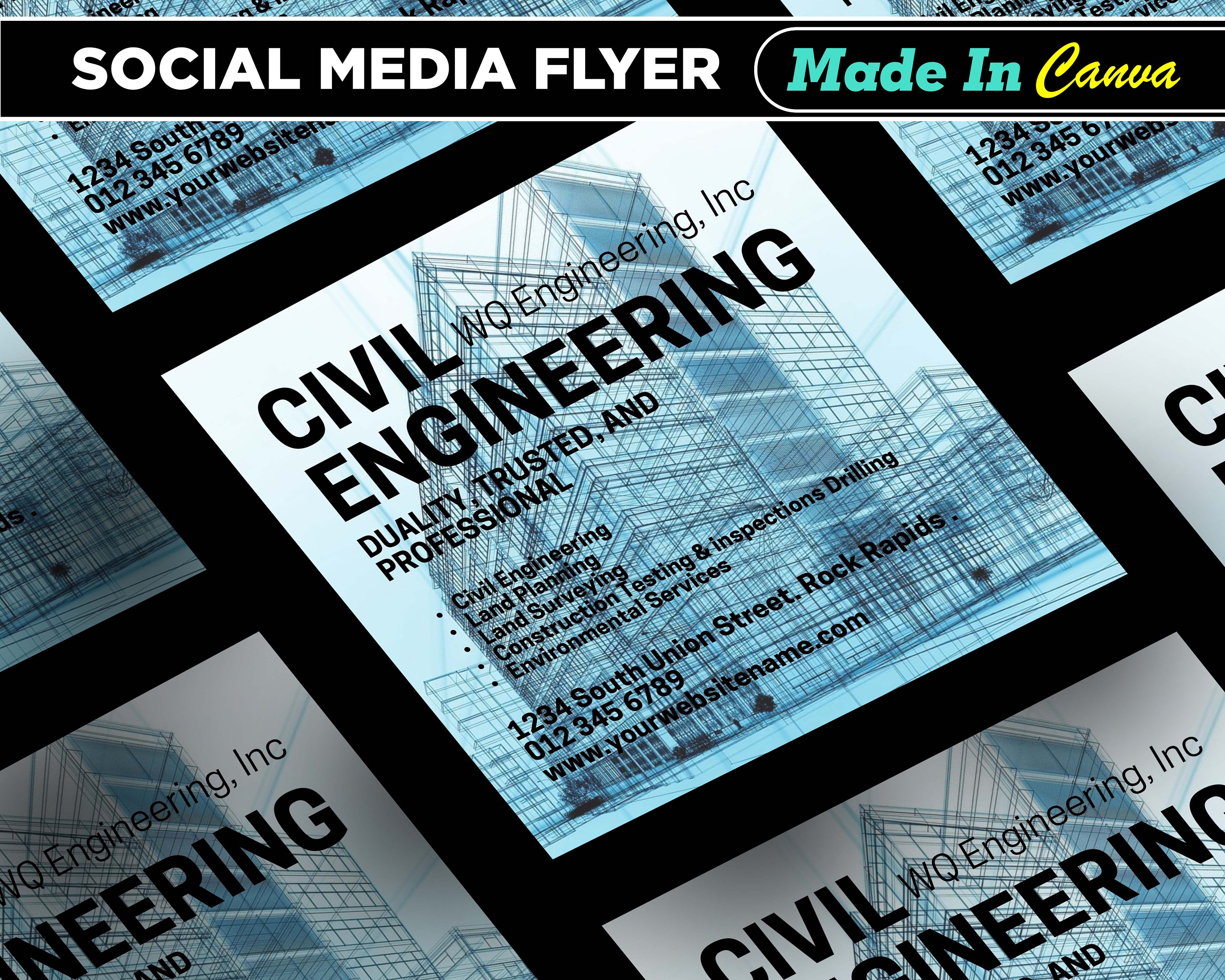 Civil Engineering Flyer, DIY Canva Civil Engineering Flyer Template ...