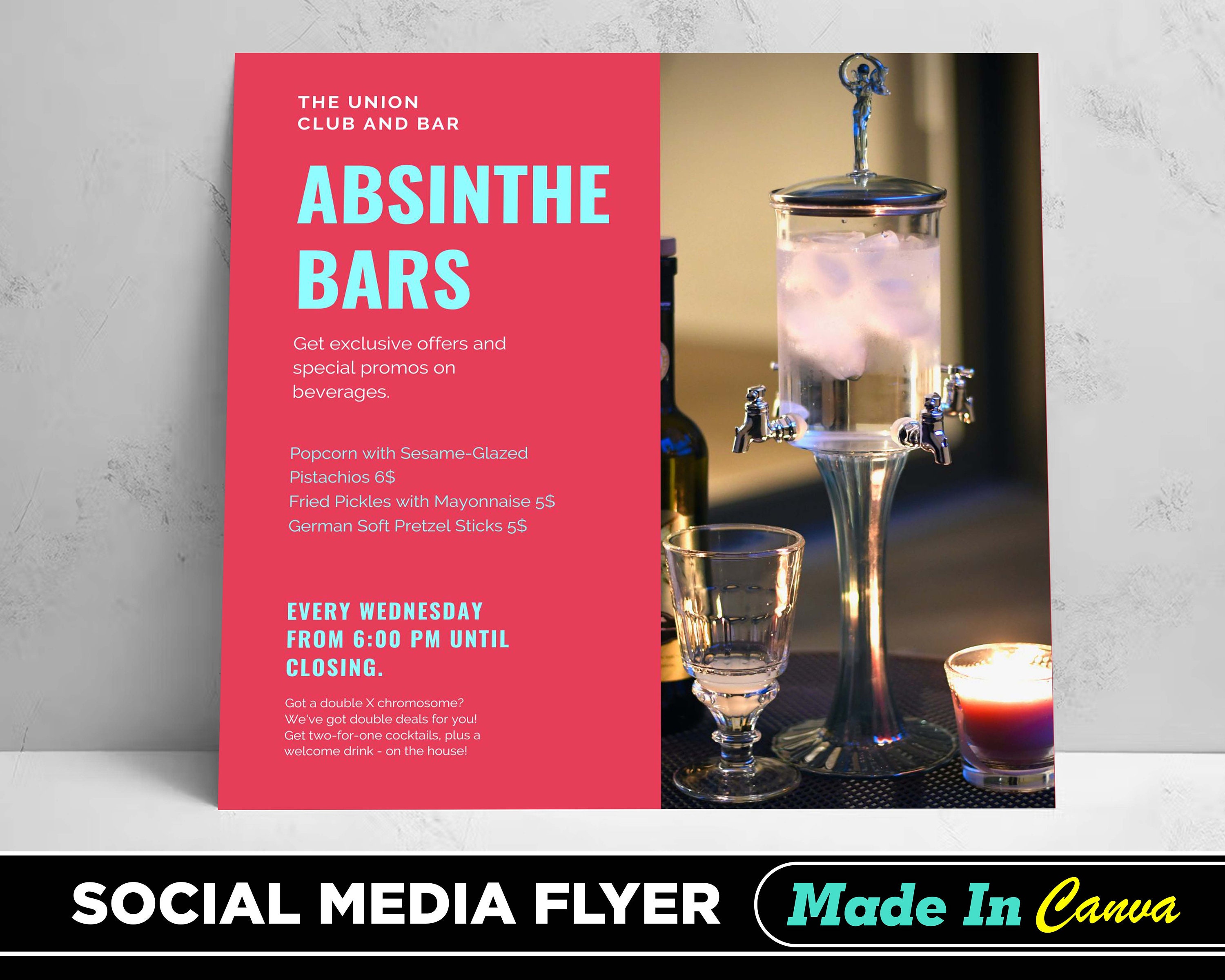 Absinthe Bars Flyer, DIY Canva Absinthe Bars Flyer Template 2022 ...