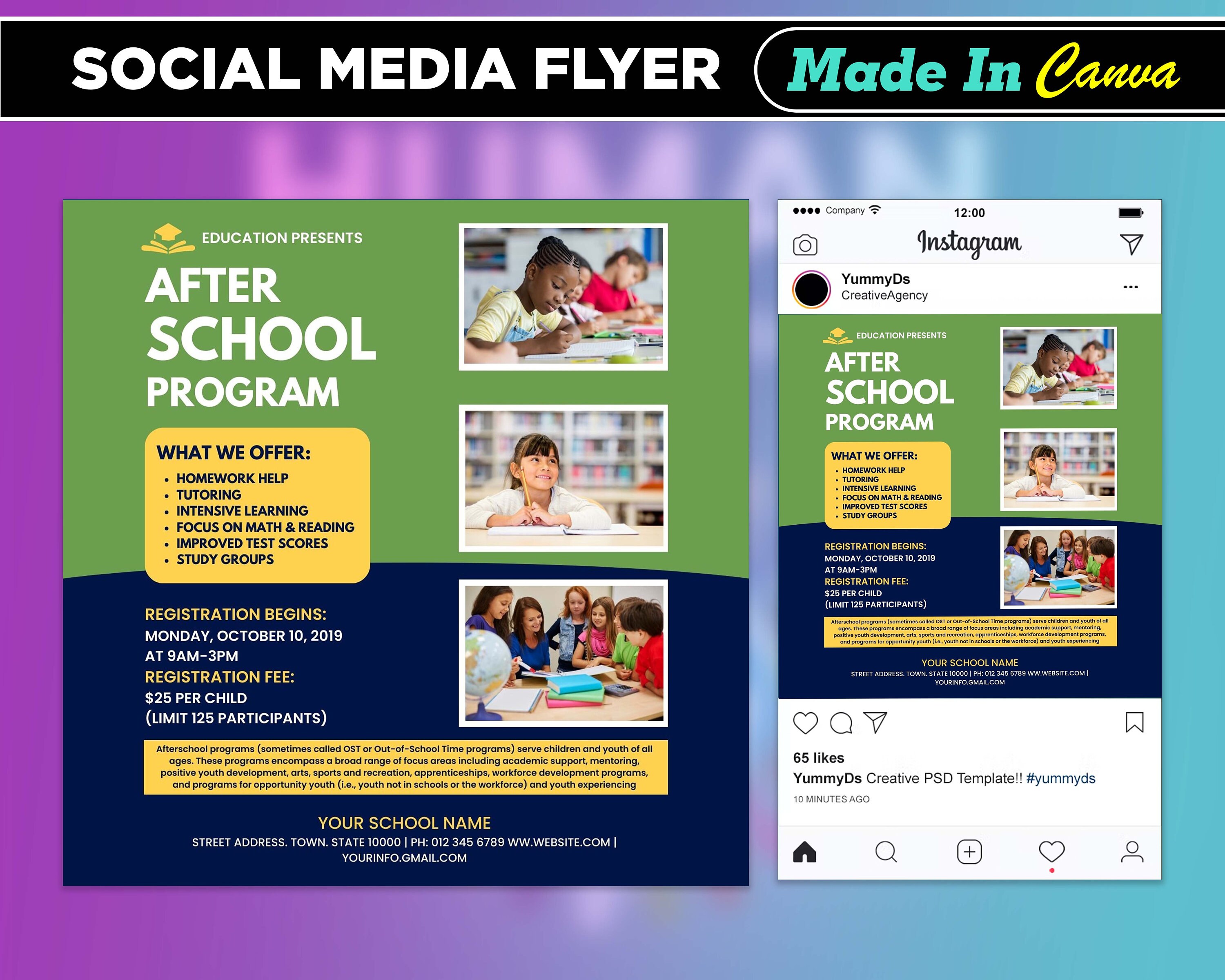 After School Program Flyer, DIY Canva After School Program Flyer ...