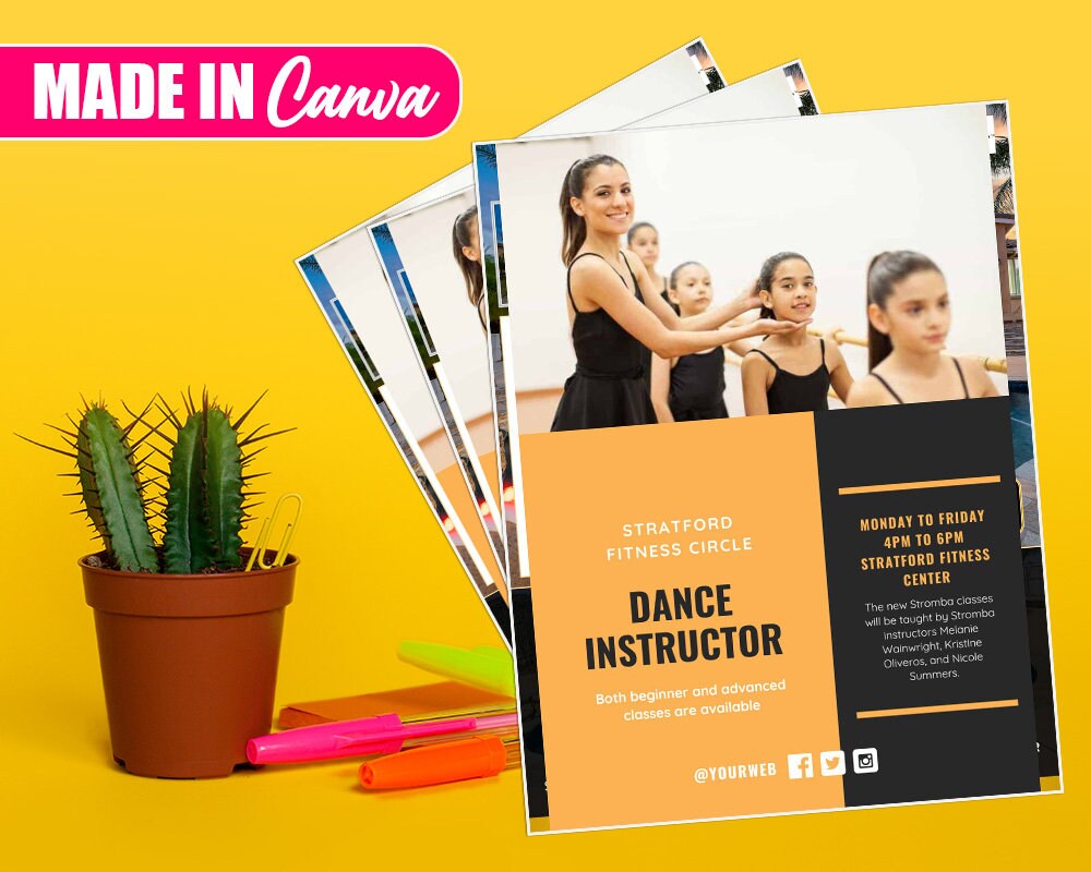 Dance Instructor Flyer, DIY Canva Dance Instructor Flyer Template 2022 ...
