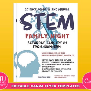 STEM Event Flyer, DIY Canva Stem Event Flyer, Editable Canva US Letter ...