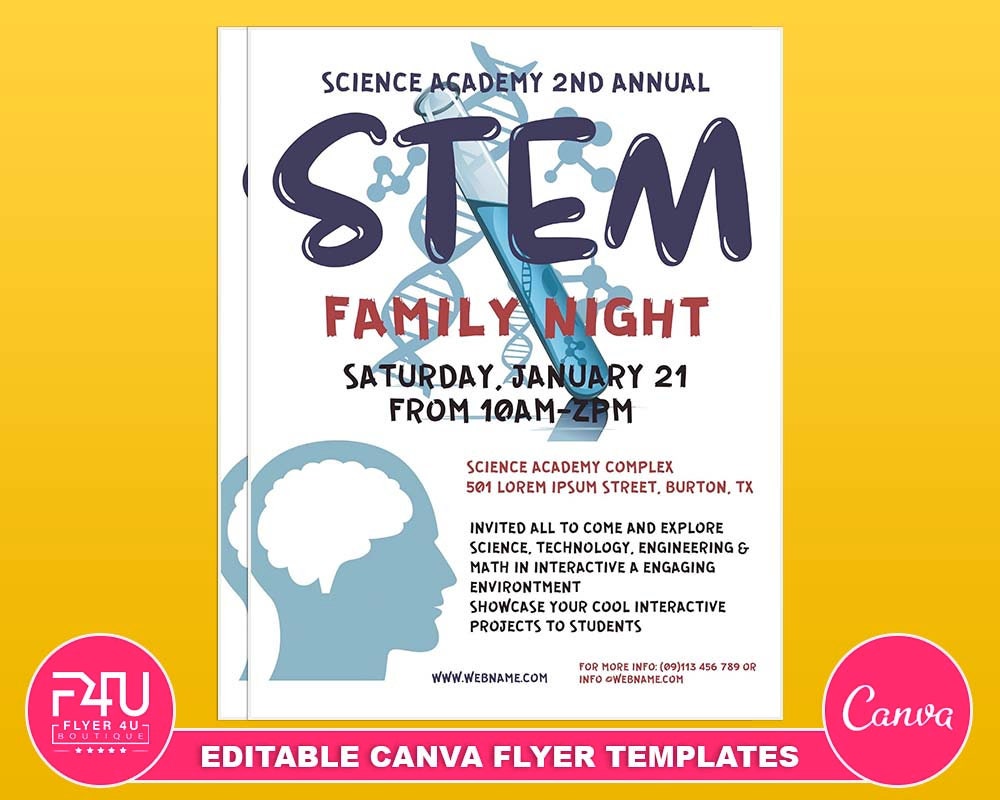STEM Event Flyer, DIY Canva Stem Event Flyer, Editable Canva US Letter ...