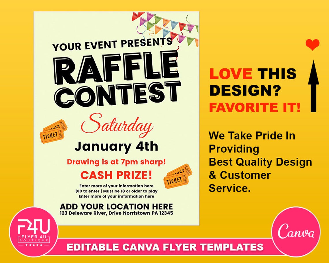 Raffle Flyer DIY Canva Raffle Flyer Template 2022 Editable - Etsy