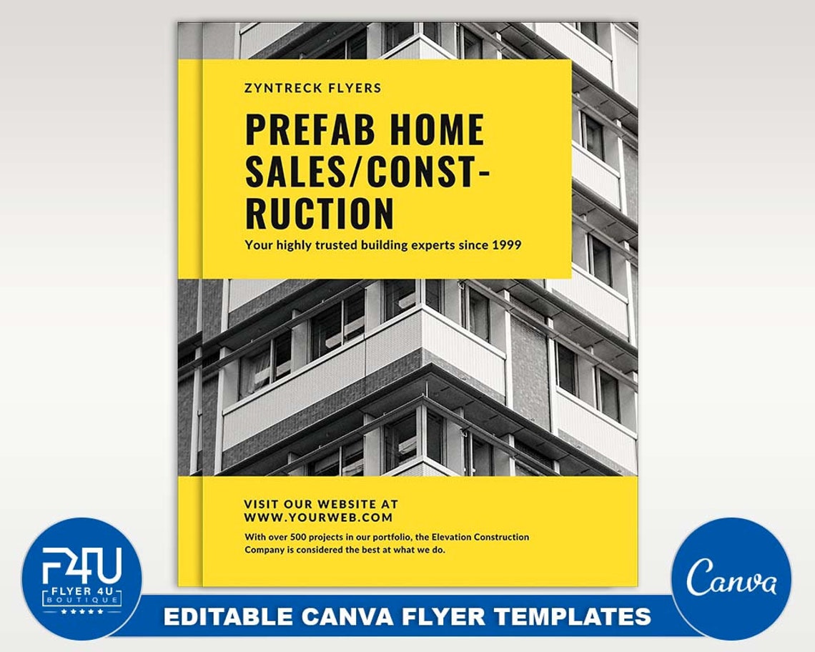 Prefab Home Sales Construction Flyer DIY Canva Prefab Home - Etsy