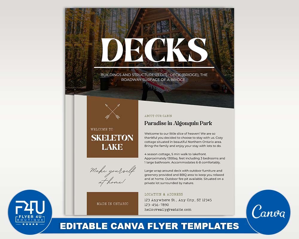Decks Flyer DIY Canva Decks Flyer Template 2022 Editable - Etsy