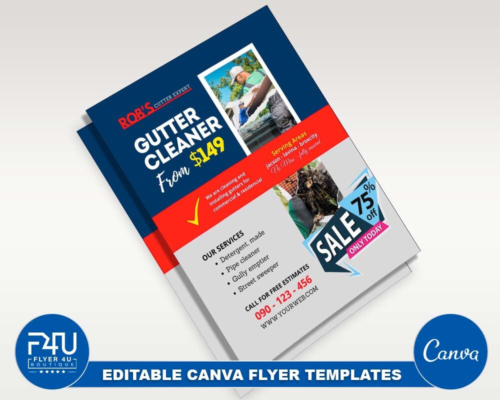 Gutter Cleaning Flyer, DIY Canva Gutter Cleaning Flyer Template 2022 ...