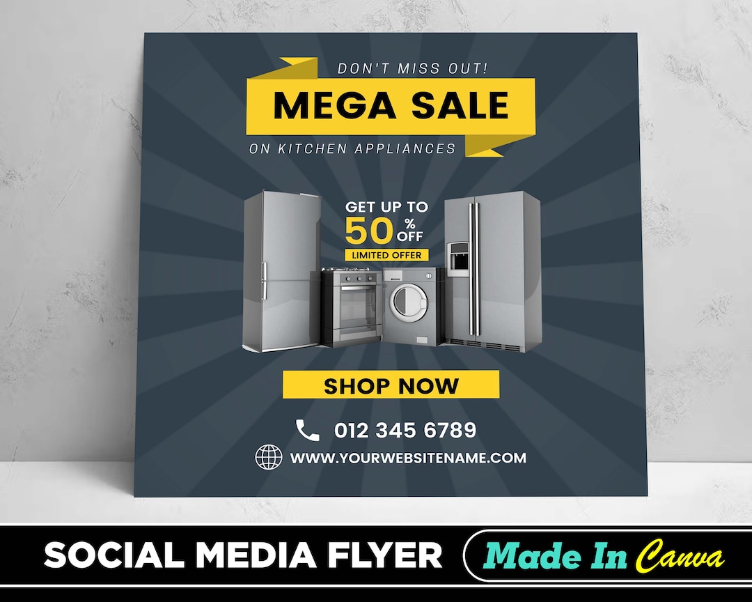 Kitchen Appliances Flyer, DIY Canva Kitchen Appliances Flyer Template ...