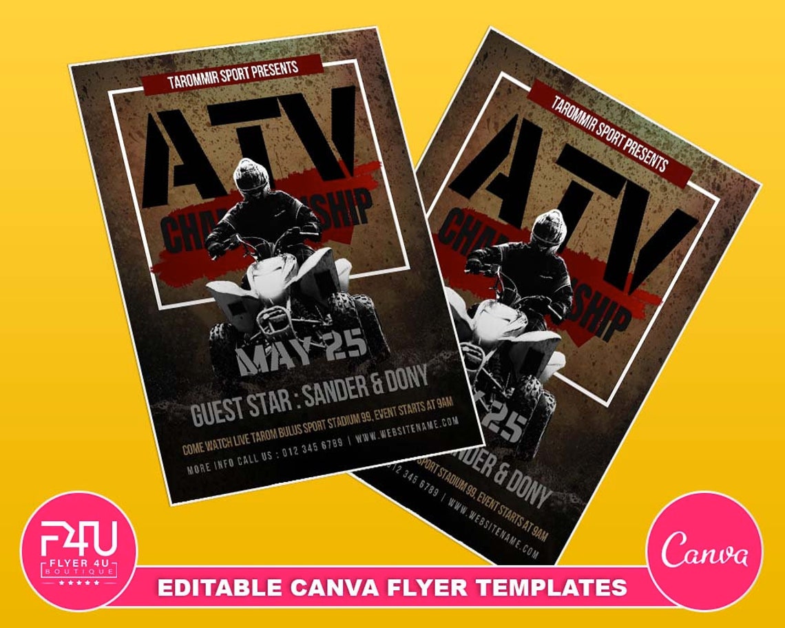 ATV Tournament Flyer DIY Canva Atv Tournament Flyer Editable | Etsy