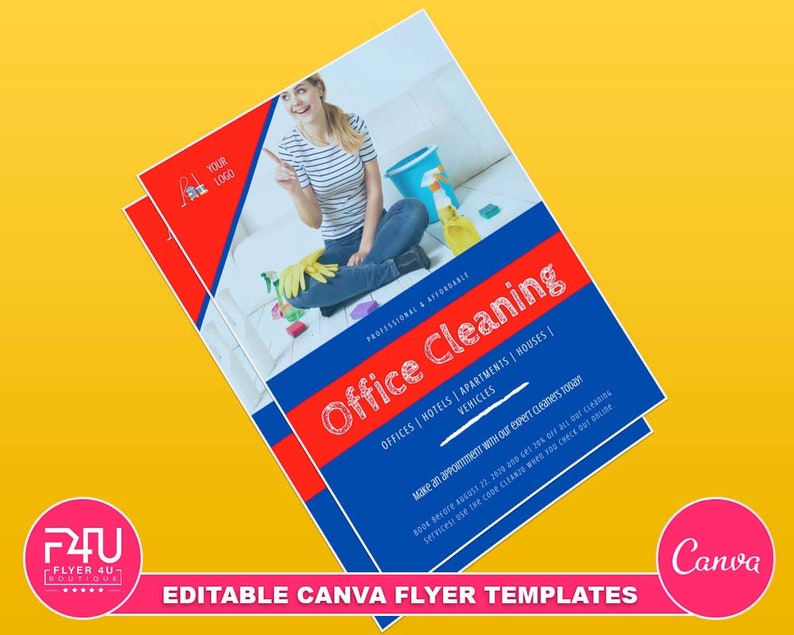 Office Cleaning Flyer, DIY Canva Office Cleaning Flyer Template 2022, Editable Canva US Letter ...