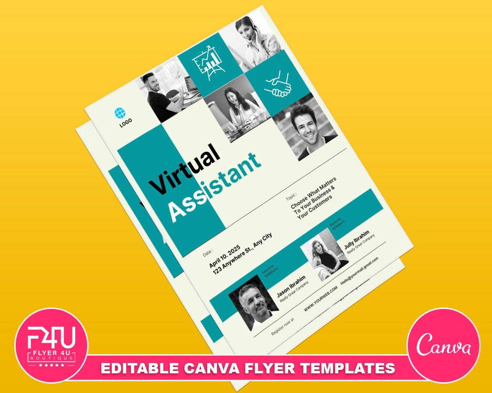 Virtual Assistant Flyer DIY Canva Virtual Assistant Flyer - Etsy