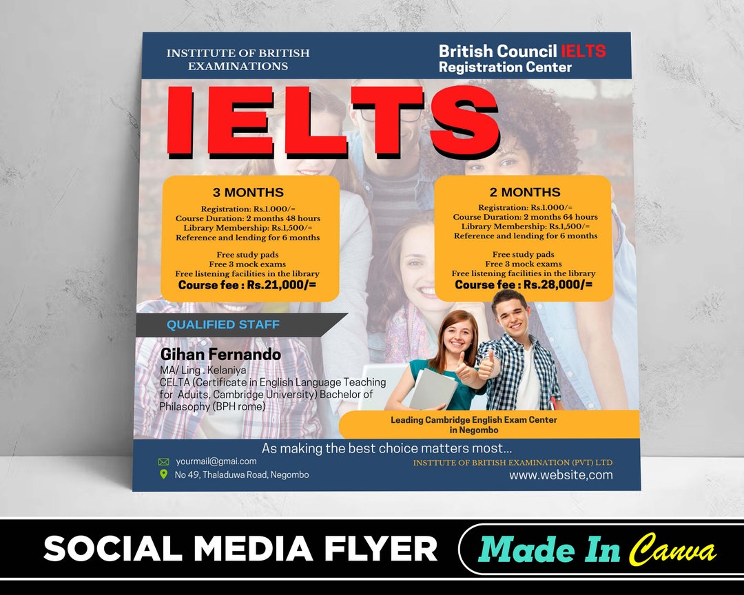 IELTS Coaching Flyer, DIY Canva IELTS Coaching Flyer Template 2022 ...