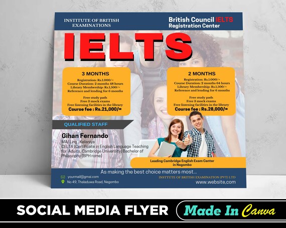 IELTS Coaching Flyer DIY Canva IELTS Coaching Flyer Template - Etsy