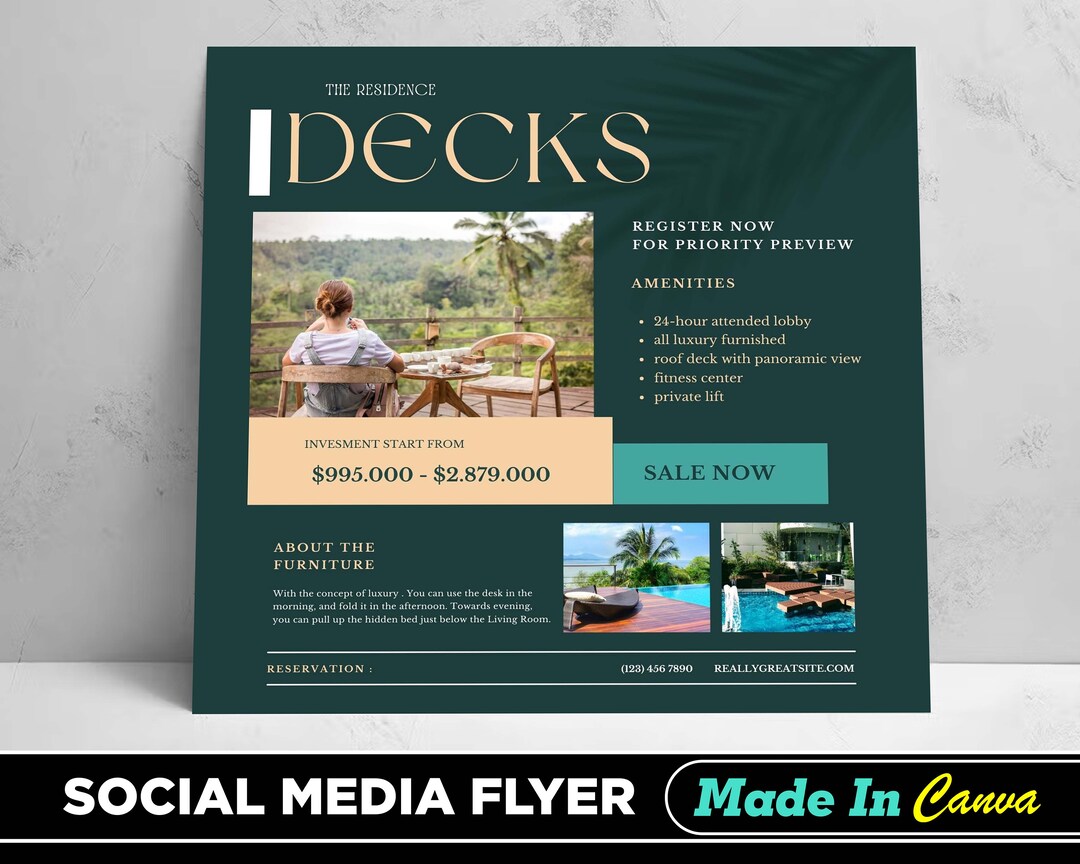 Decks Flyer, DIY Canva Decks Flyer Template, Editable Social Media ...