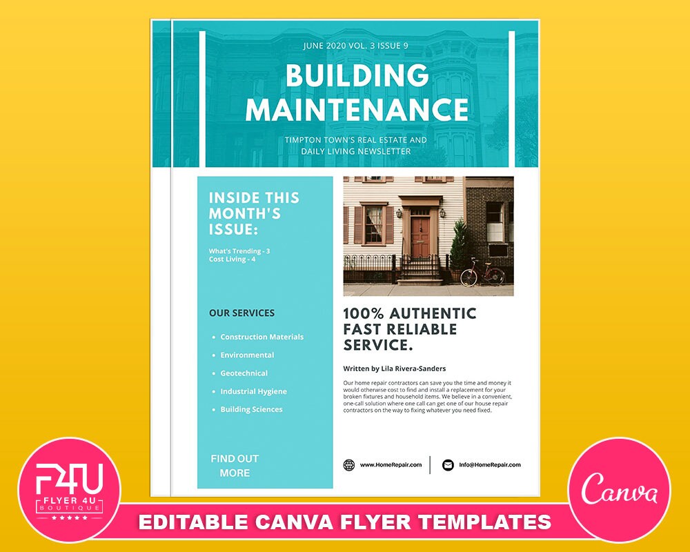 Building Maintenance Service Flyer, DIY Canva Building Maintenance ...