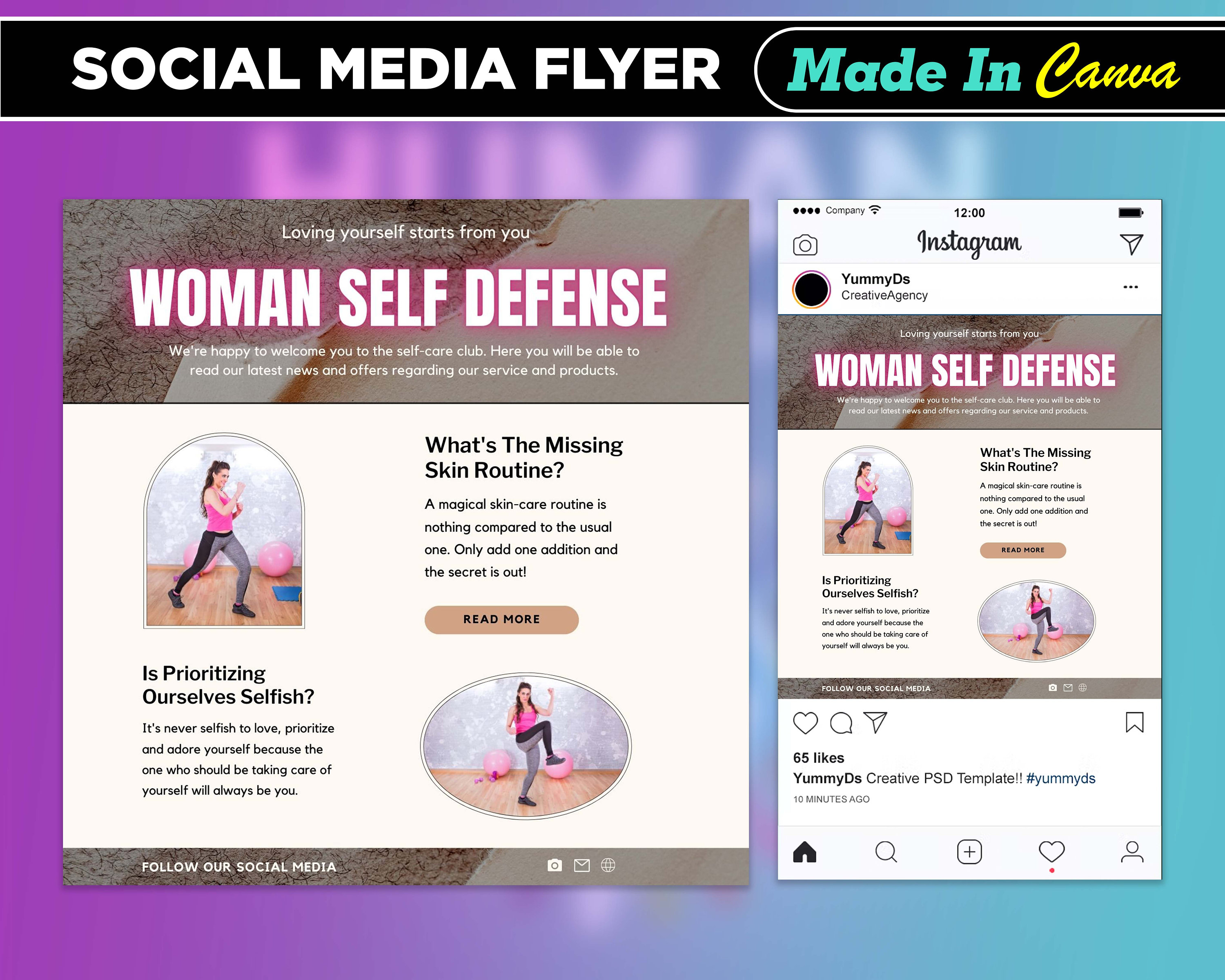 Woman Self Defense Flyer, DIY Canva Woman Self Defense Flyer Template ...