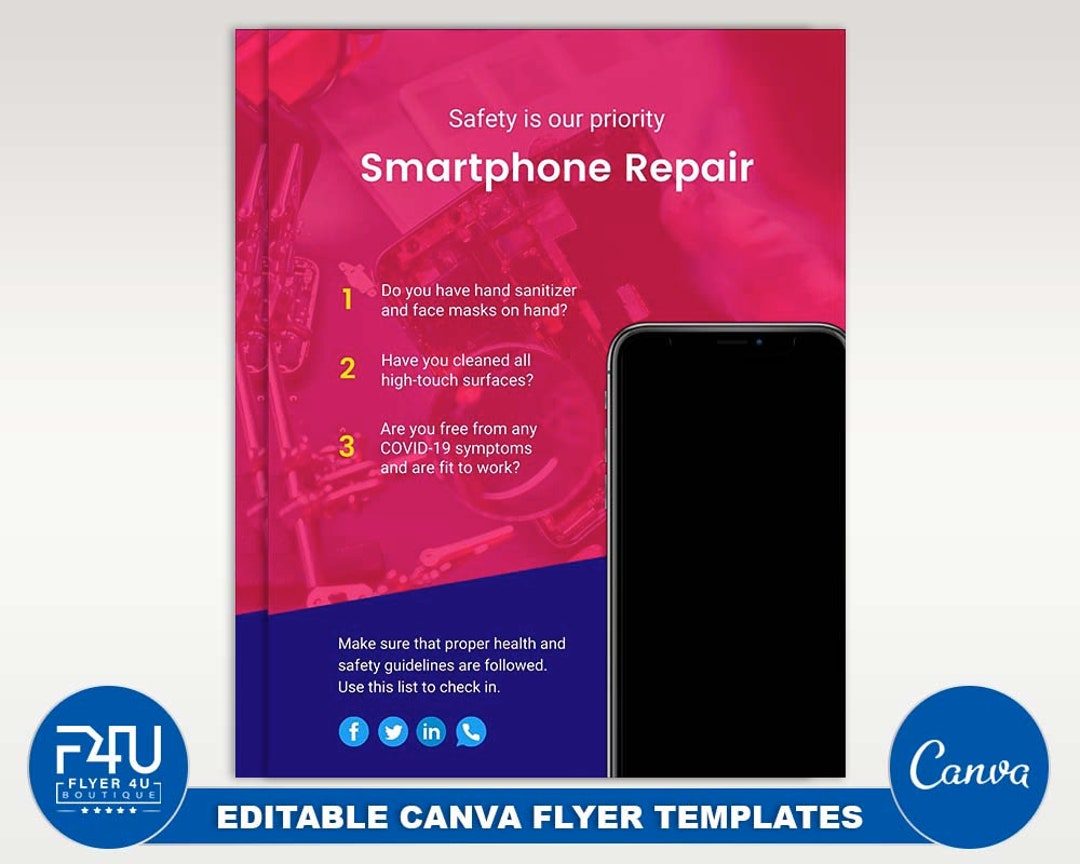 Smartphone Repair Flyer, DIY Canva Smartphone Repair Template 2022 ...