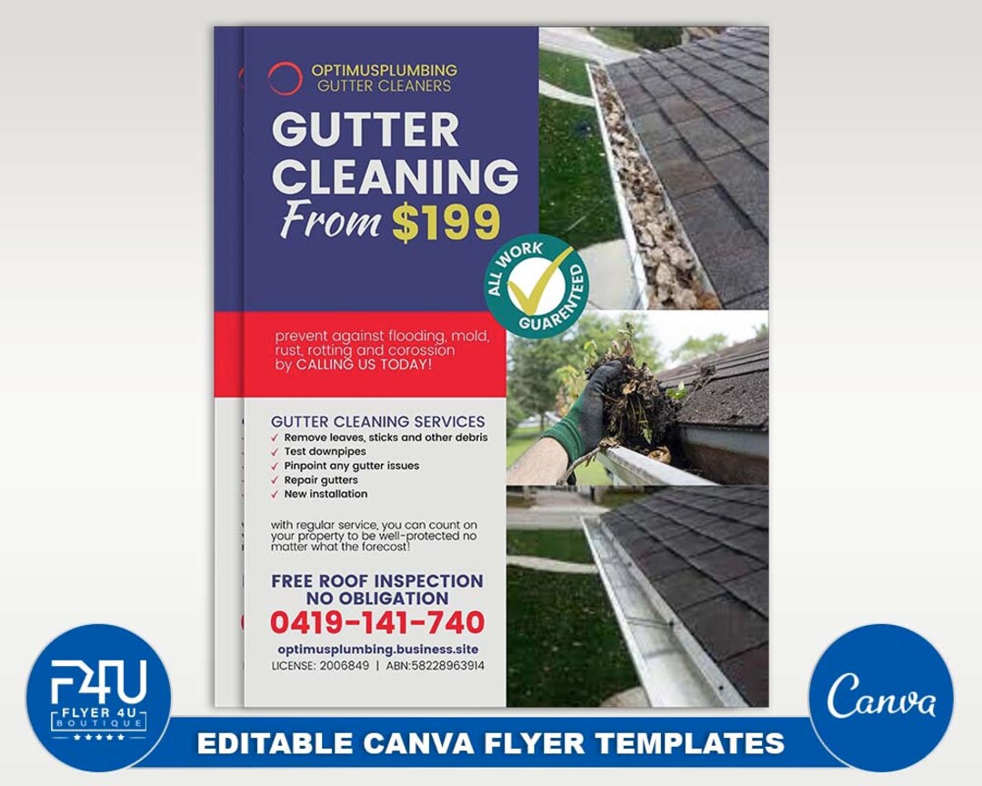 Gutter Cleaning Flyer, DIY Canva Gutter Cleaning Flyer Template 2022 ...
