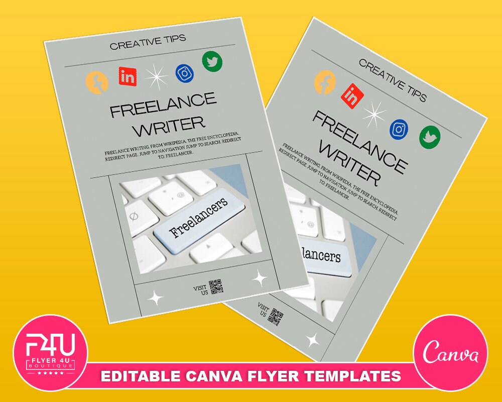 Freelance Writer Flyer DIY Canva Freelance Writer Flyer - Etsy