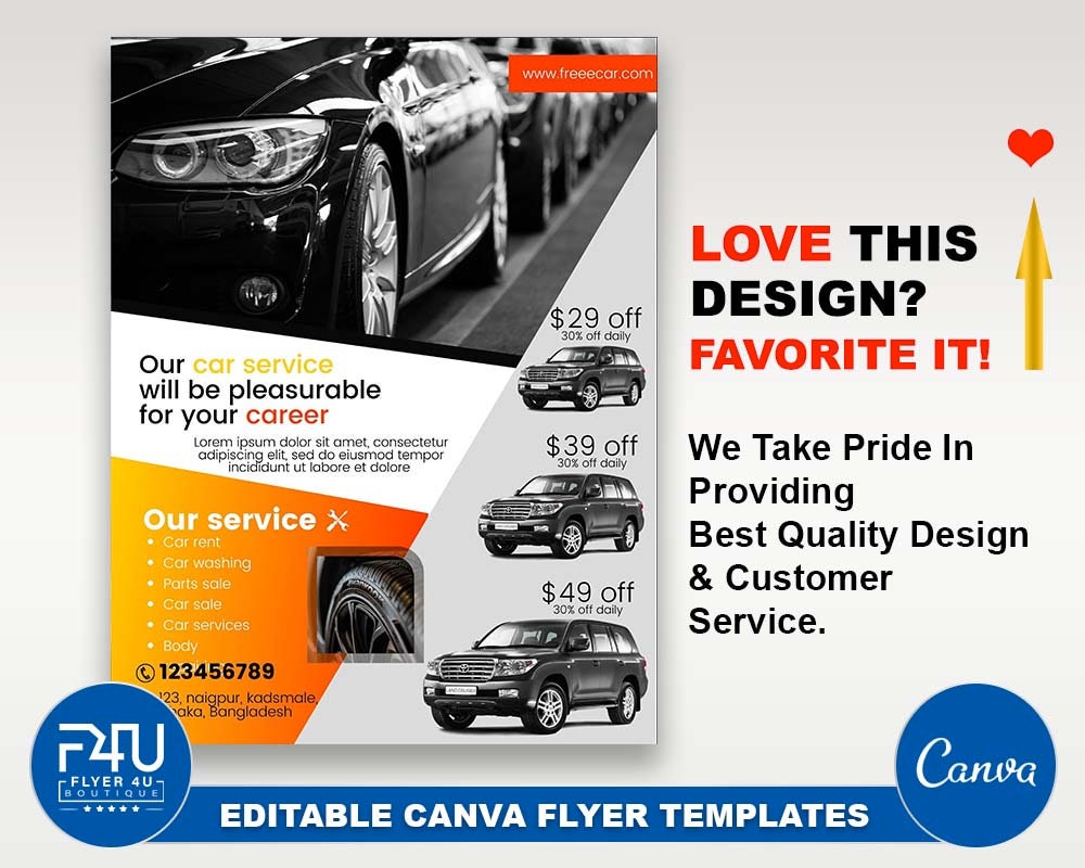 Automobile Flyer DIY Canva Auto Mobile Flyer Template 2022 - Etsy