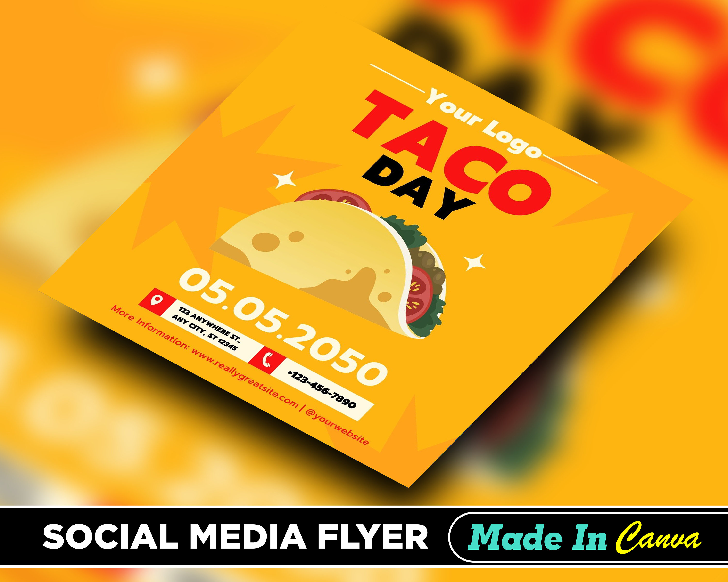 Taco Day Flyer DIY Canva Taco Day Flyer Template 2022 - Etsy