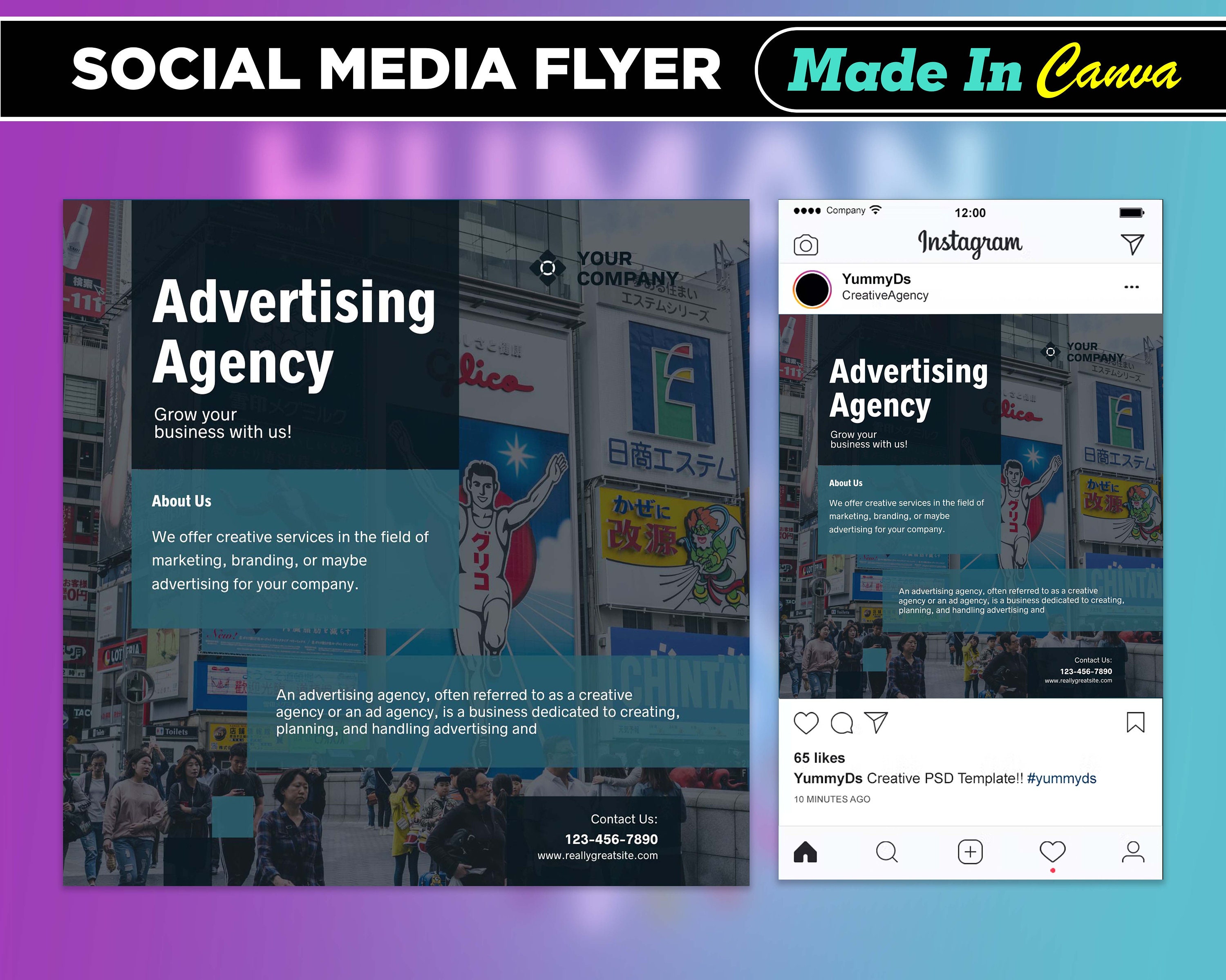 Advertising Agency Flyer, DIY Canva Advertising Agency Template 2022 ...