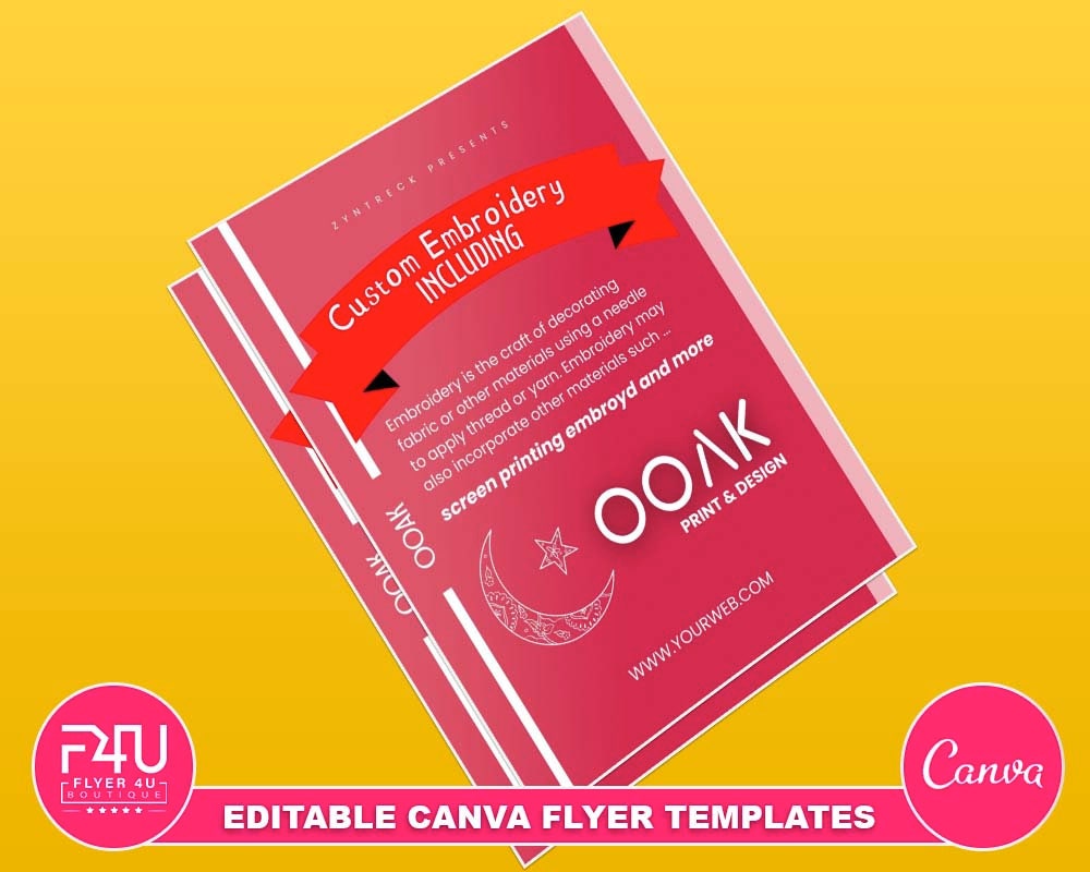 Custom Embroidery Flyer, DIY Canva Custom Embroidery Flyer Template ...