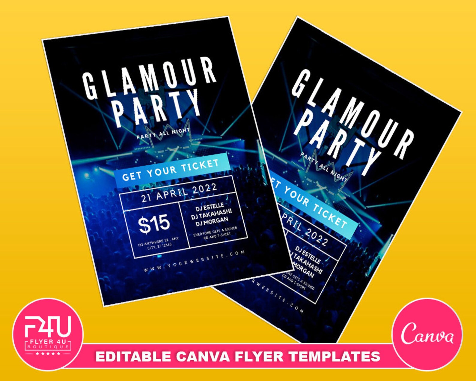 Glamour Party Flyer DIY Canva Glamour Party Flyer Template - Etsy
