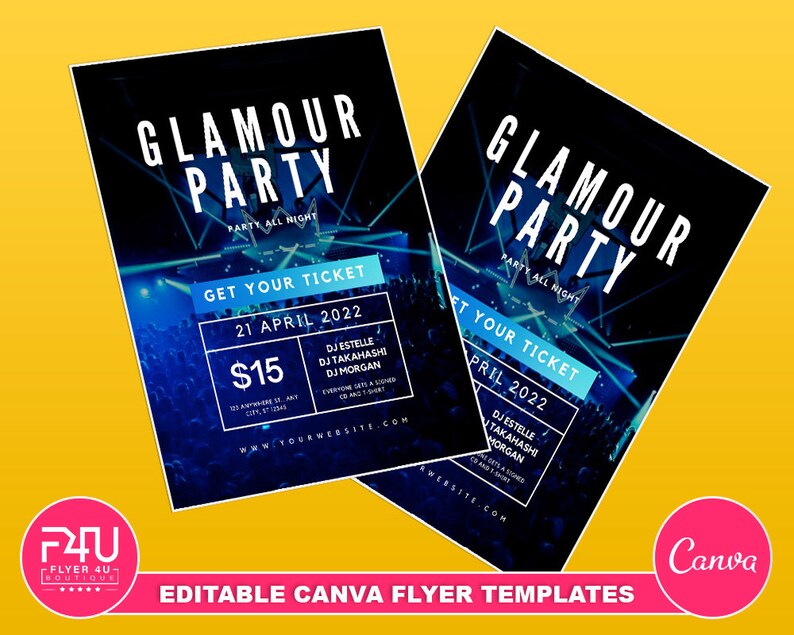Glamour Party Flyer DIY Canva Glamour Party Flyer Template - Etsy