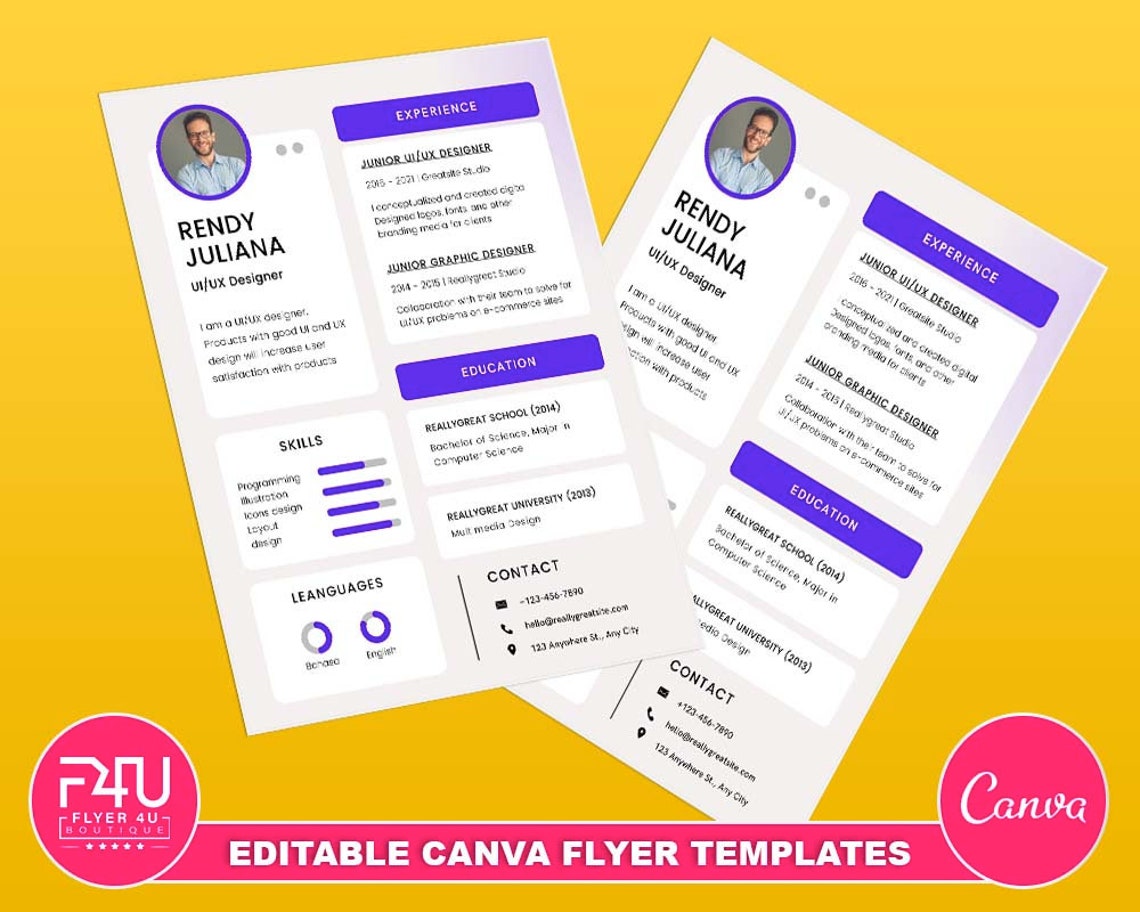 Biography Flyer DIY Canva Biography Flyer Template 2022 Etsy