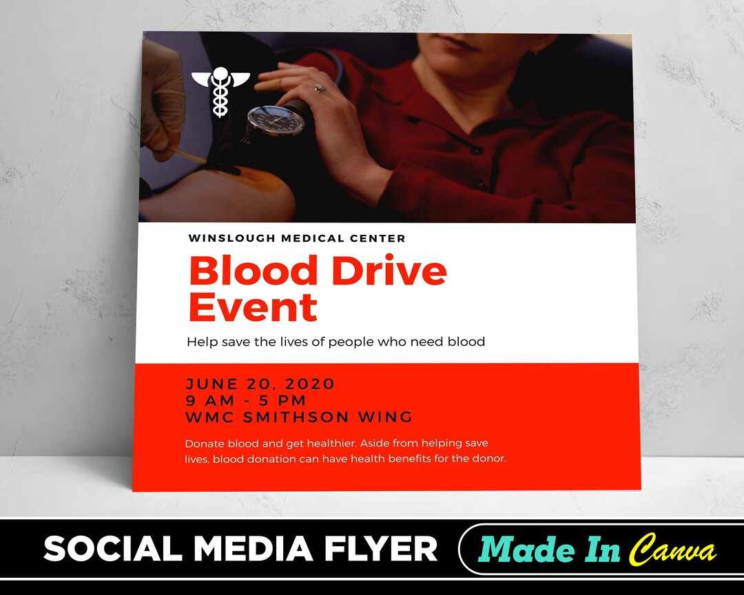 Blood Drive Event Flyer, DIY Canva Blood Drive Event Flyer Template ...