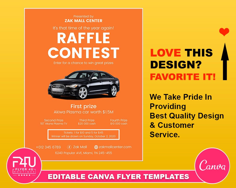 Raffle Flyer DIY Canva Raffle Flyer Template 2022 Editable - Etsy