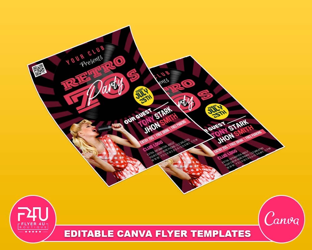 Retro Flyers DIY Canva Retro Flyers Editable Canva US Letter - Etsy
