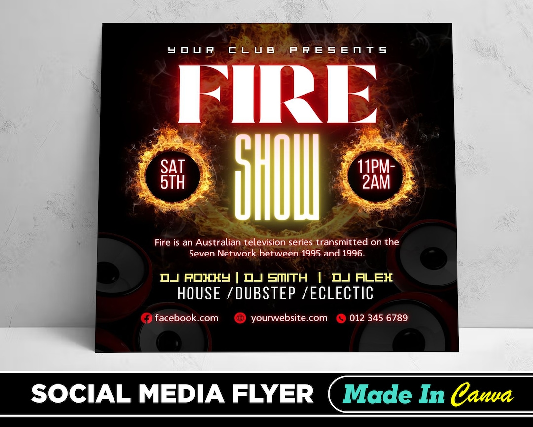 Fire Show Flyer, DIY Canva Fire Show Flyer Template, Editable Canva ...