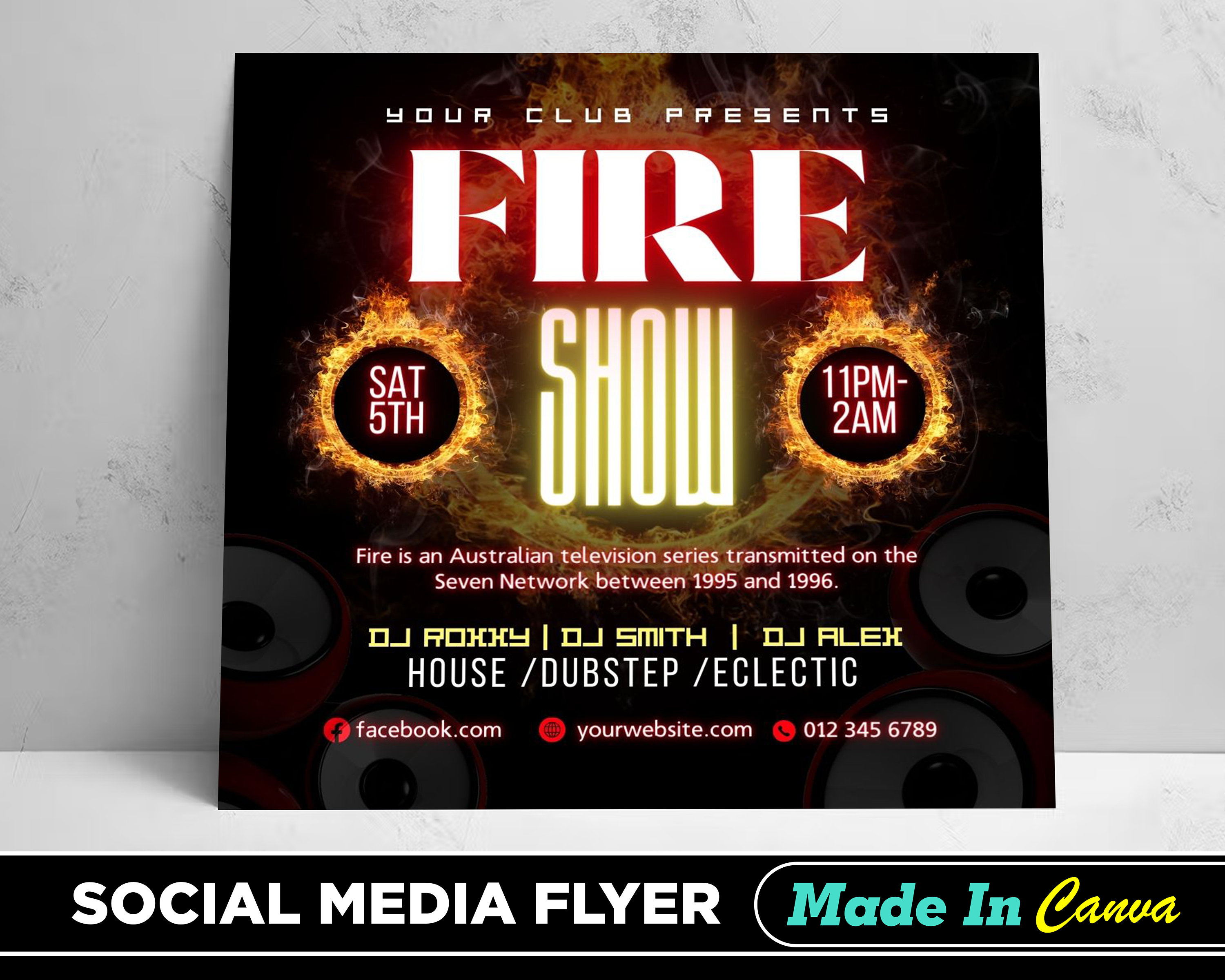Fire Show Flyer, DIY Canva Fire Show Flyer Template, Editable Canva ...
