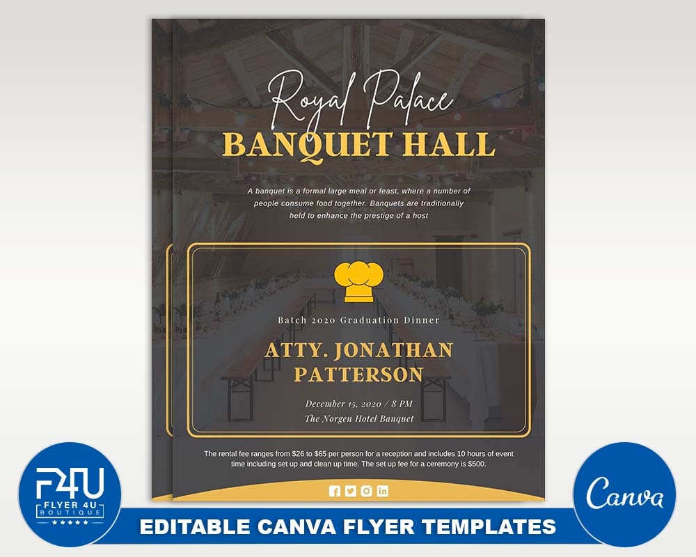 Banquet Facility Flyer DIY Canva Banquet Facility Flyer - Etsy
