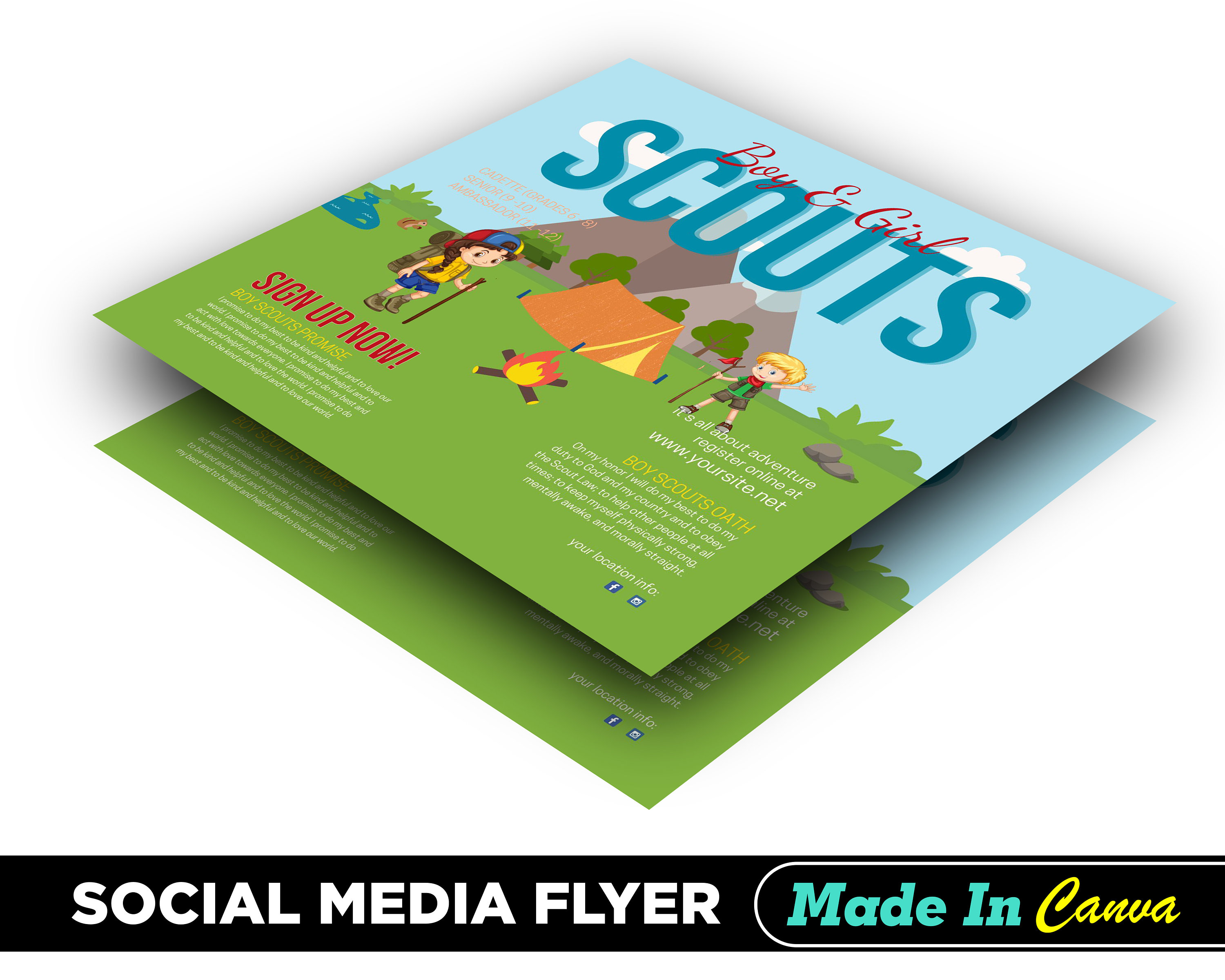 Scouts Flyer, DIY Canva Scouts Flyer Template, Editable Canva Social ...