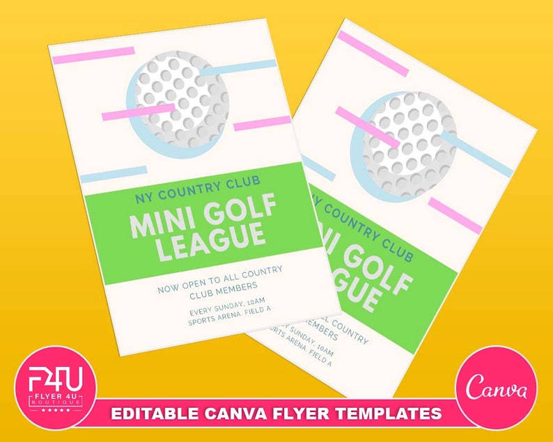 Mini Golf Flyer, DIY Canva Mini Golf Templates, Editable Canva US ...