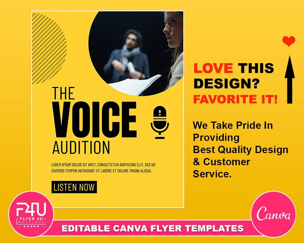 Voice Audition Flyer, DIY Canva Voice Audition Flyer, Editable Canva US ...