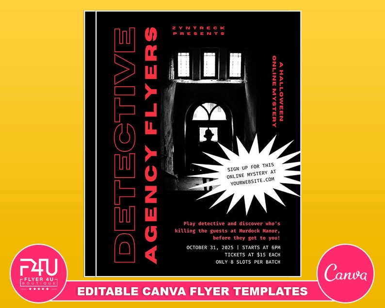 Detective Agency Flyer, DIY Canva Detective Agency Flyer Template ...