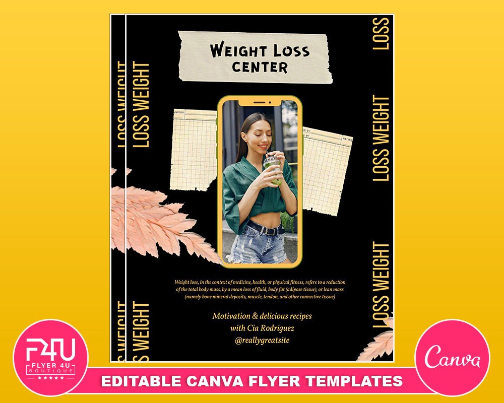 Weight Loss Center Flyer, DIY Canva Weight Loss Center Flyer Template ...
