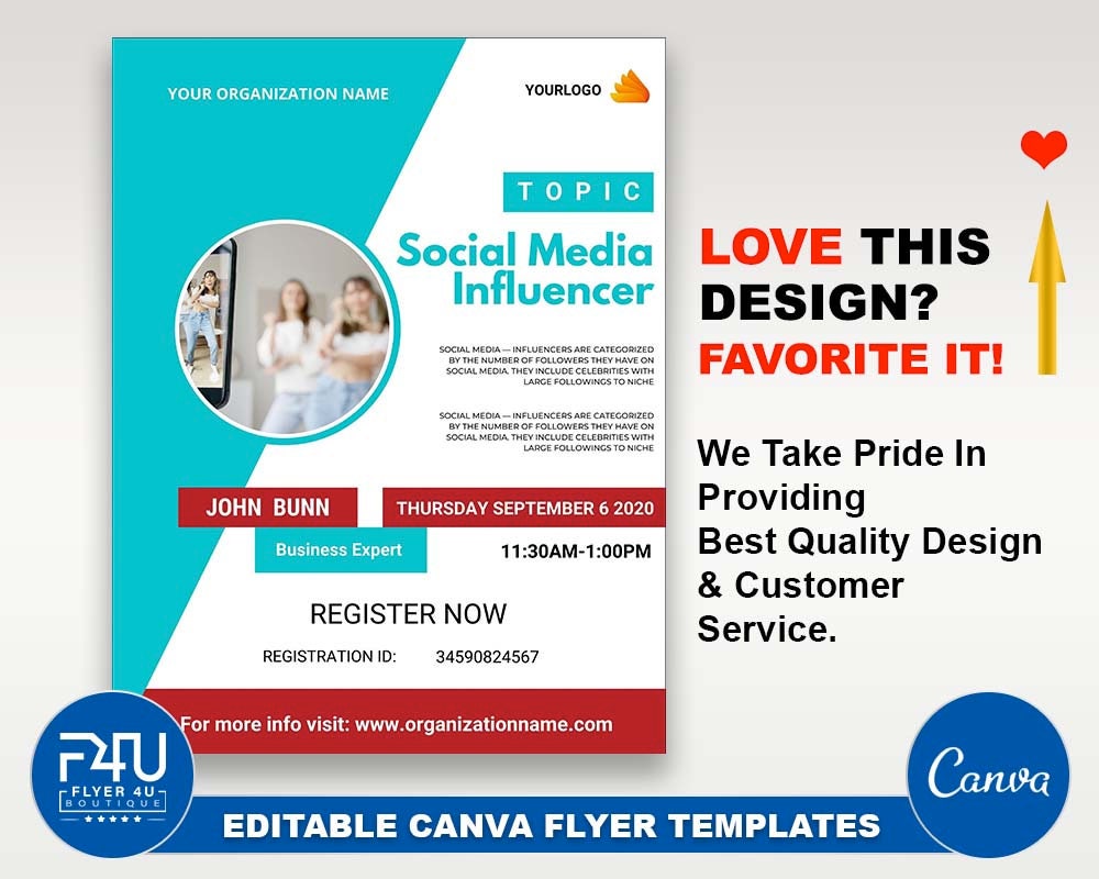 Social Media Influencer Flyer DIY Canva Social Media | Etsy