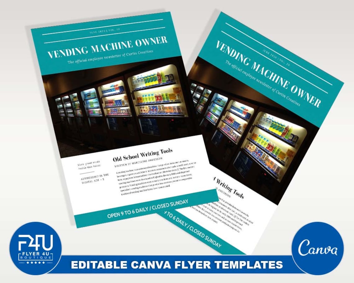 Vending Machine Flyer DIY Canva Vending Machine Template | Etsy
